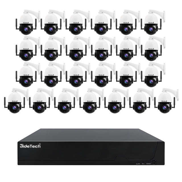 JideTech 4G 8MP 25CH PoE PTZ Camera with 25ch PoE NVR Kits (NK10-25H-8